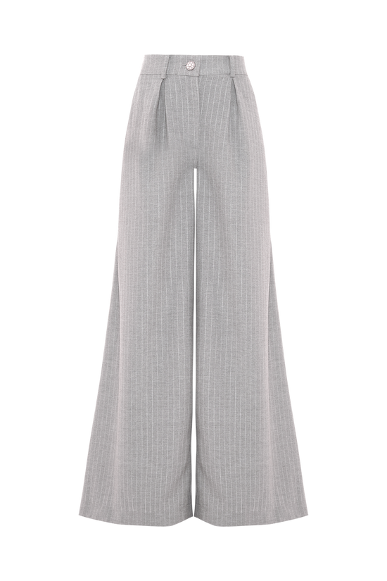 CALÇA METALLIC PINSTRIPE CINZA